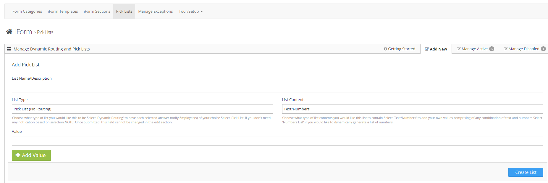 Forms Cloud - Pick List (No Routing) – VAIRKKO Support Center