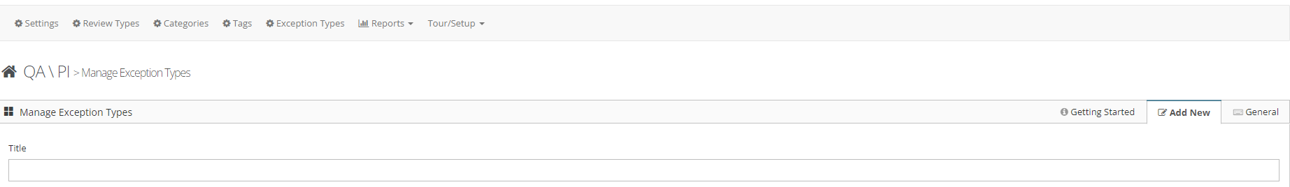 QA/PI Setup - Exception Types – VAIRKKO Support Center