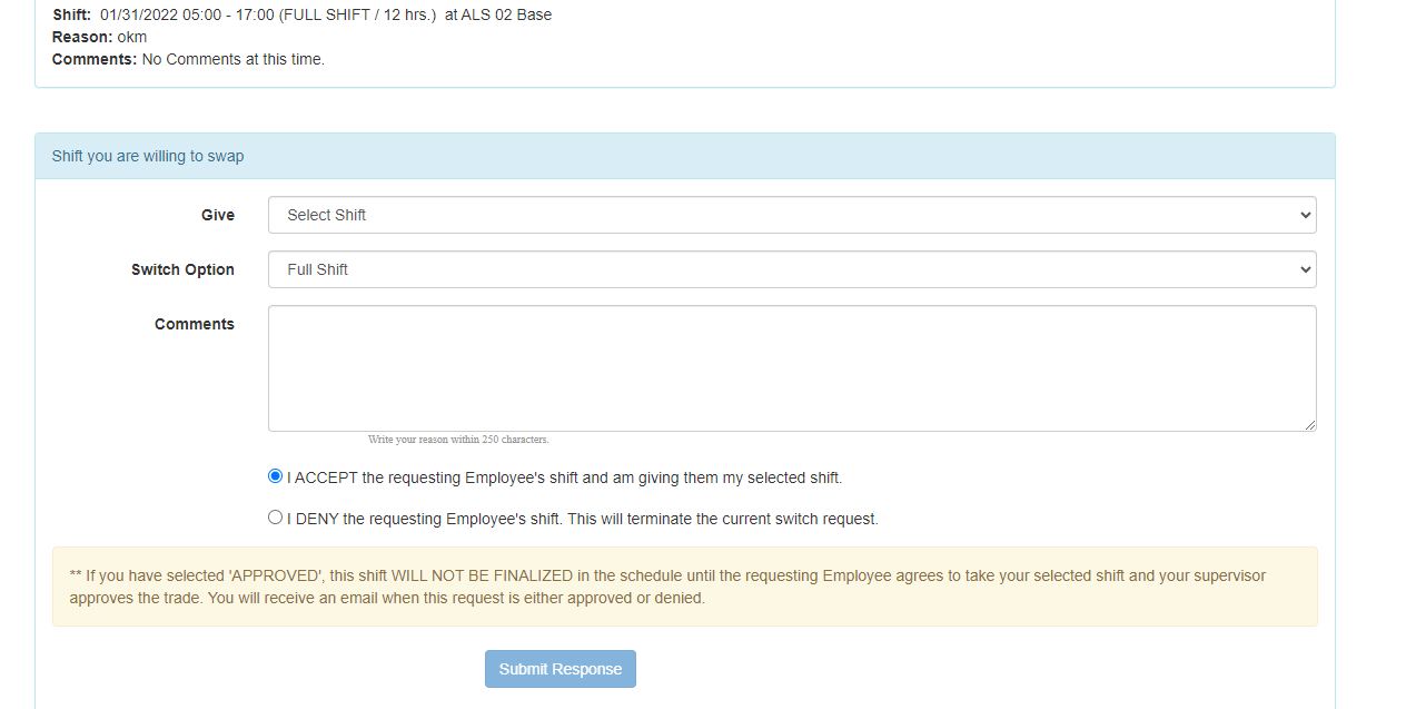Responding to a Trade/Swap Request – VAIRKKO Support Center
