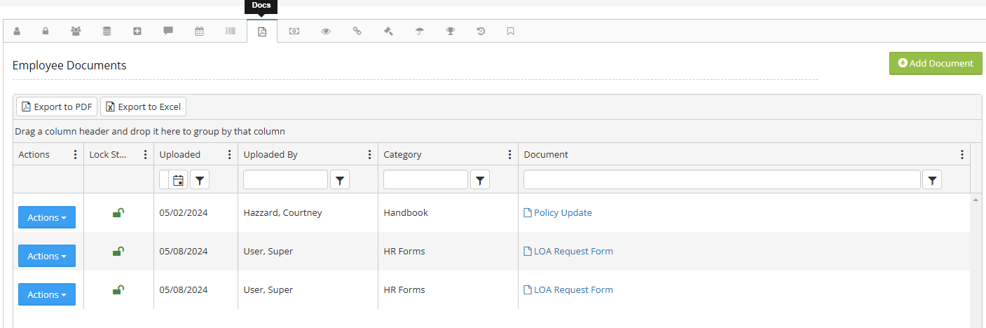 Documents Tab – VAIRKKO Support Center